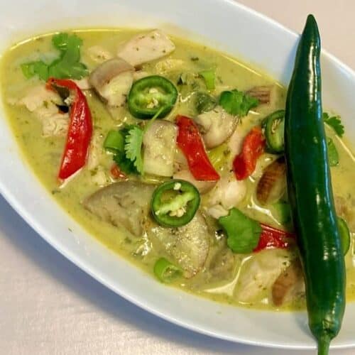 Grøn karry med grøntsager - vegansk thai aftensmad